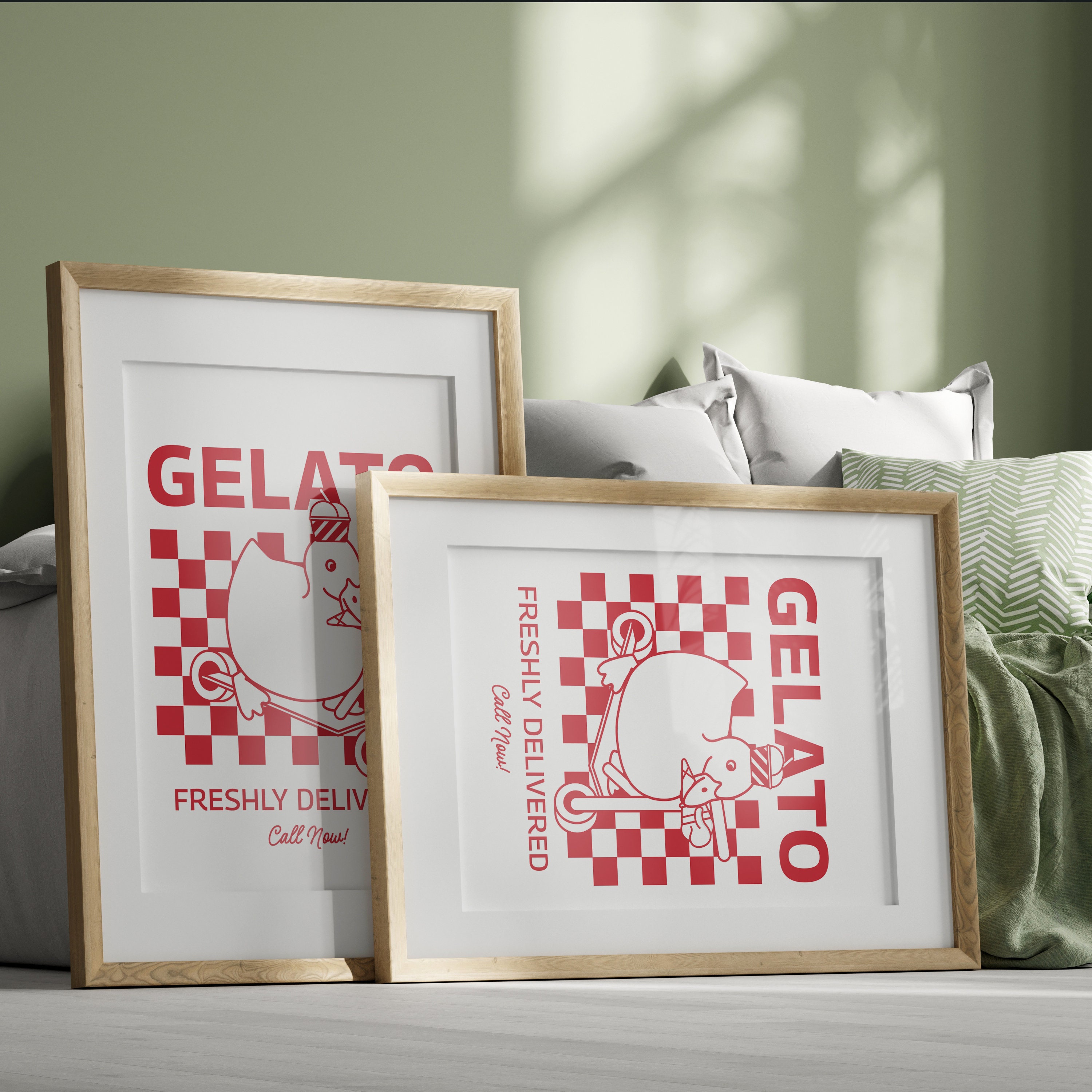 Retro Gelato Poster Printable, Italian Ice Cream Delivery Print, Funny ...