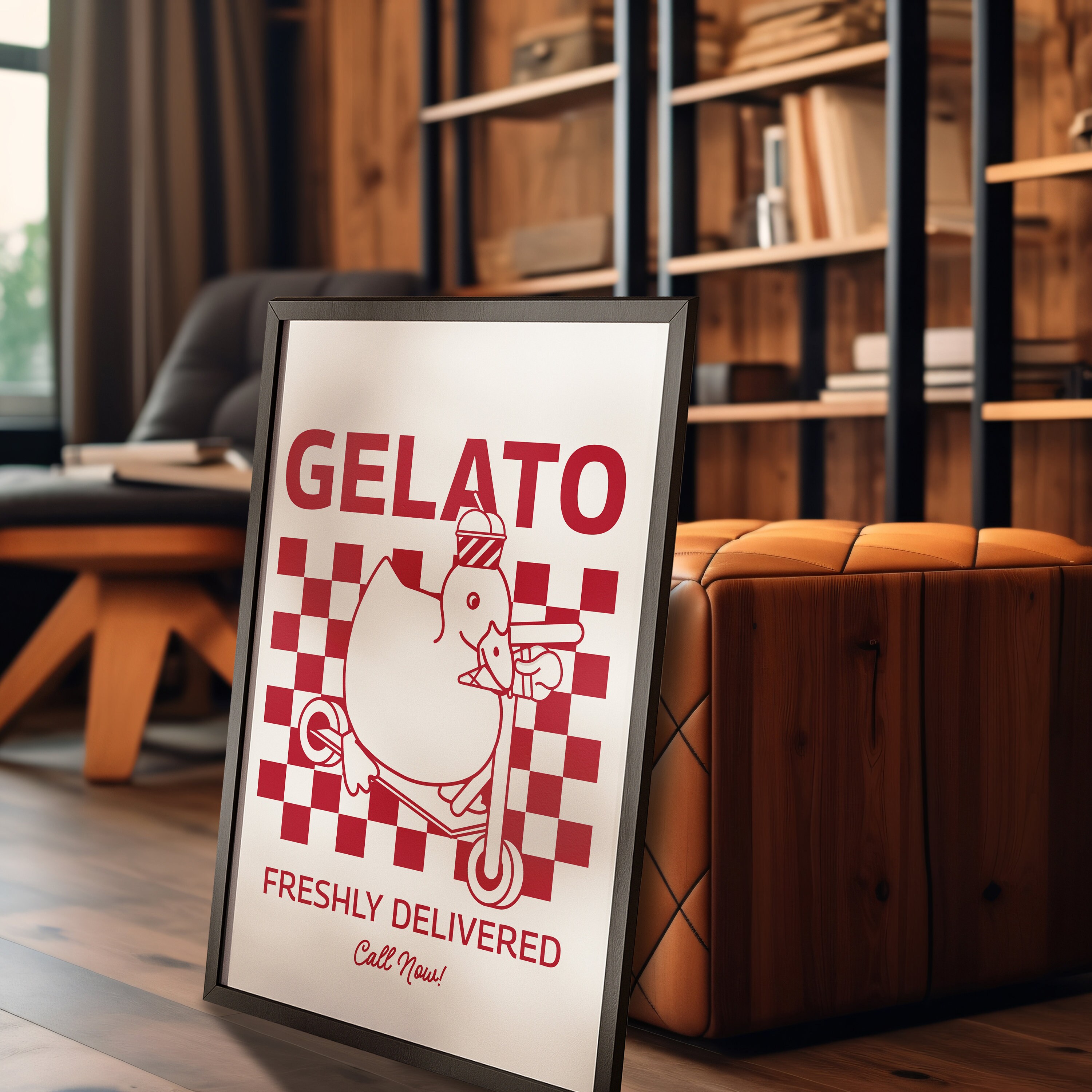 Retro Gelato Poster Printable, Italian Ice Cream Delivery Print, Funny ...