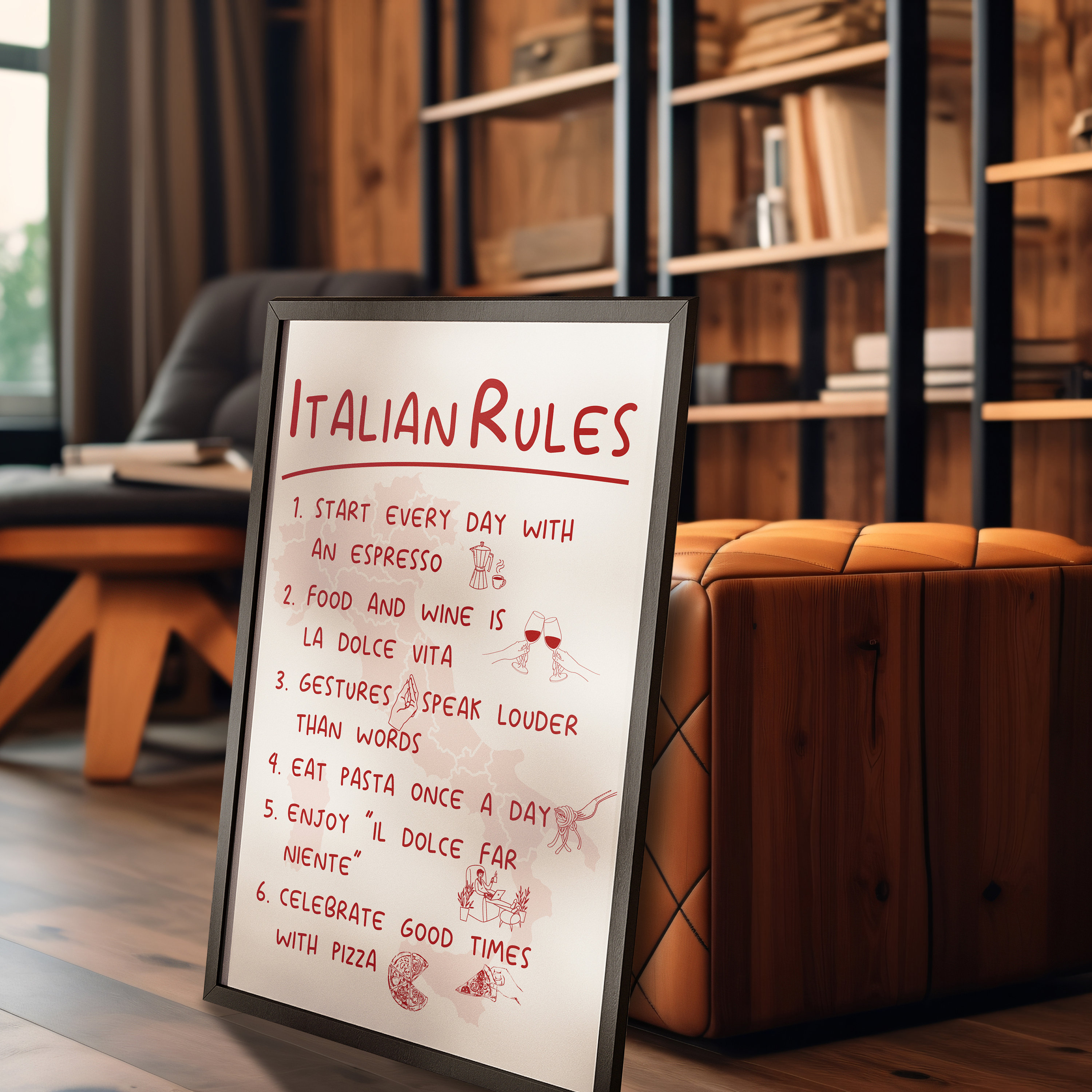Italian Rules Printable Poster, Italy Wall Art, Funny Red Poster Il ...