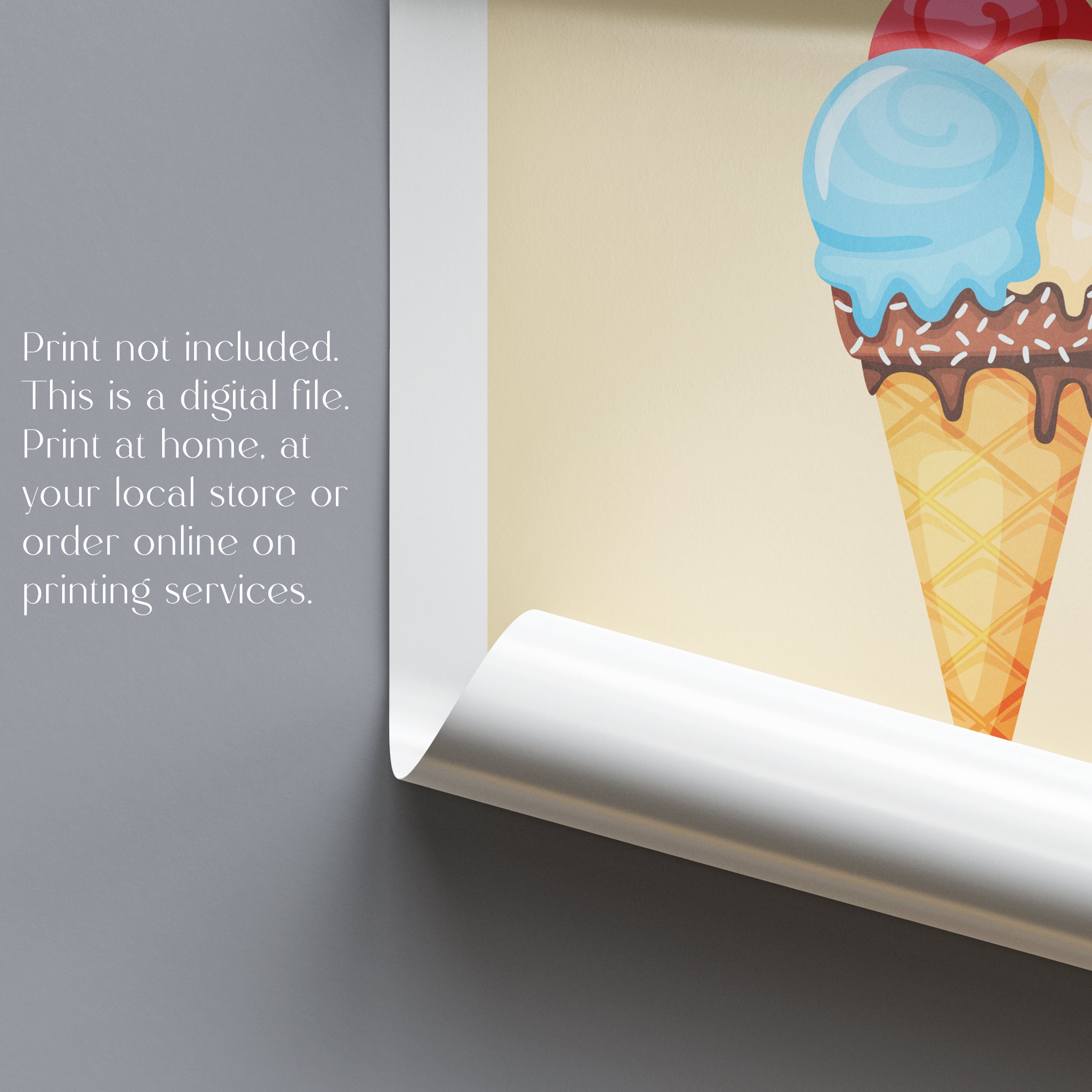 Retro Gelato Print, Italian Ice Cream Poster Unique Design, Food Poster ...