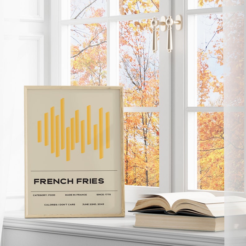 French Fries Poster Minimalist Food Print Modern Kitchen - Etsy