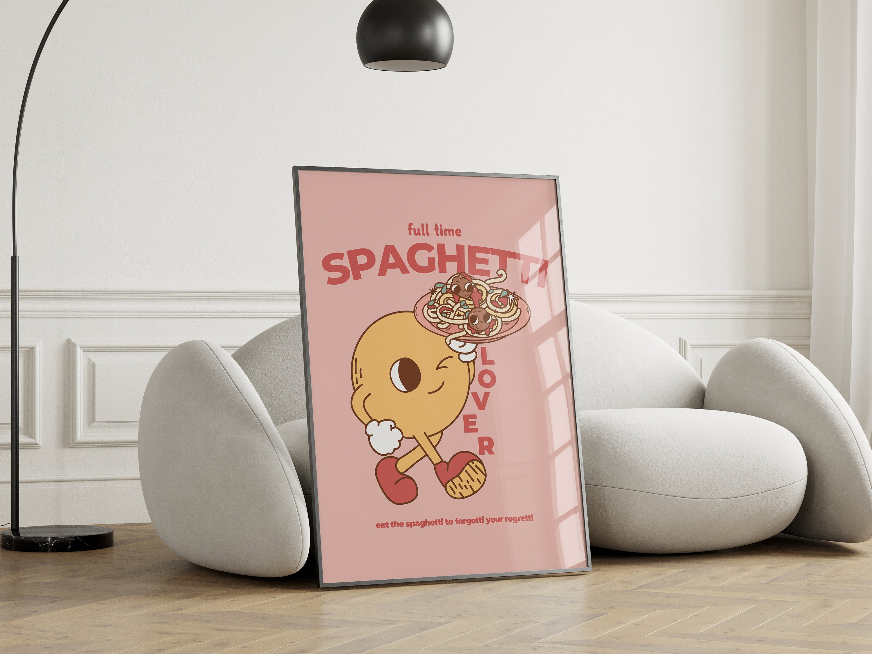 Spaghetti Poster Printable, Italian Food Wall Art, Modern Kitchen Decor ...