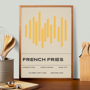 French Fries Poster, Minimalist Food Print, Modern Kitchen Decor ...