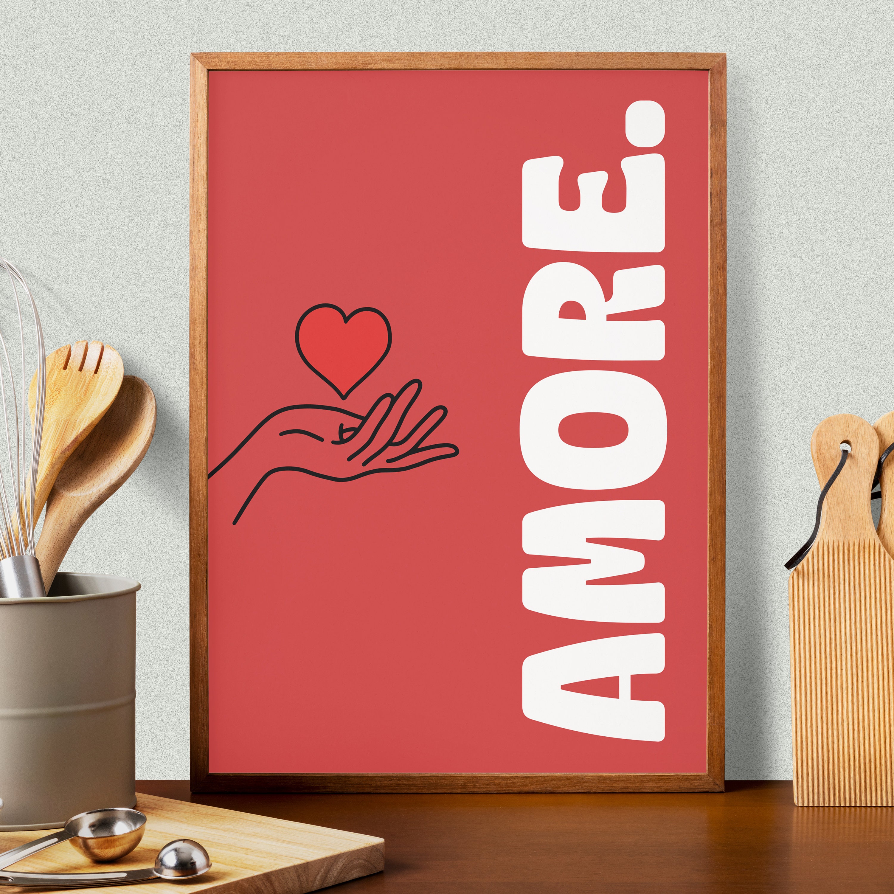 Retro Poster Printable Italian Hand Gesture, Amore Italian Quote Print ...