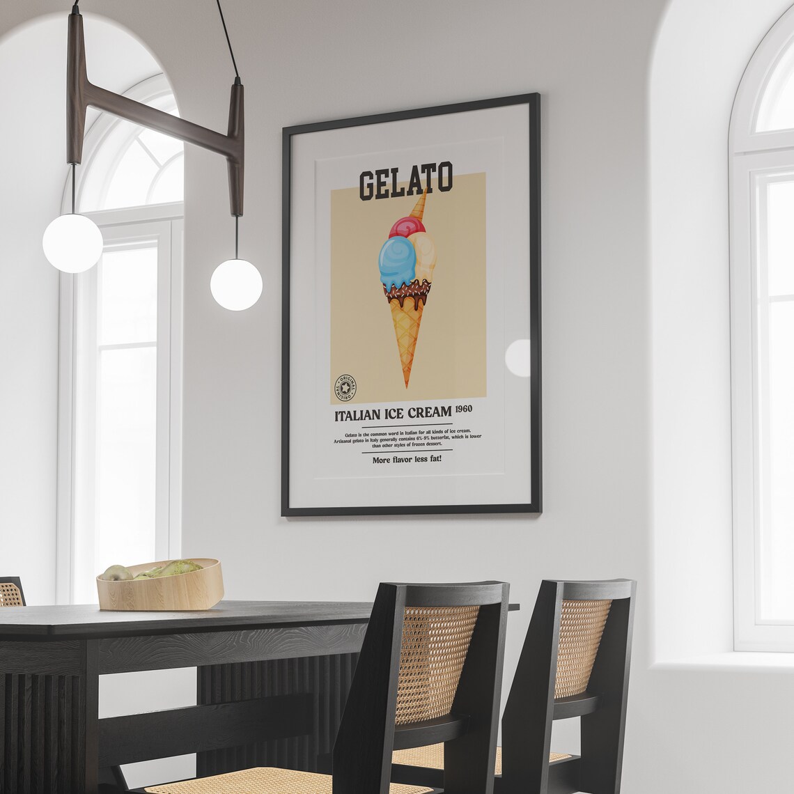 Retro Gelato Print, Italian Ice Cream Poster Unique Design, Food Poster ...