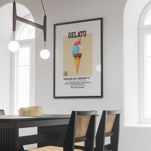 Retro Gelato Print, Italian Ice Cream Poster Unique Design, Food Poster ...