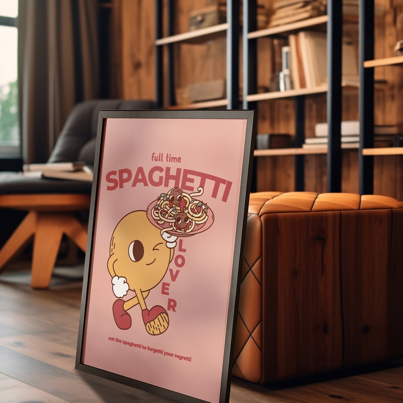 Spaghetti Poster Printable, Italian Food Wall Art, Modern Kitchen Decor ...