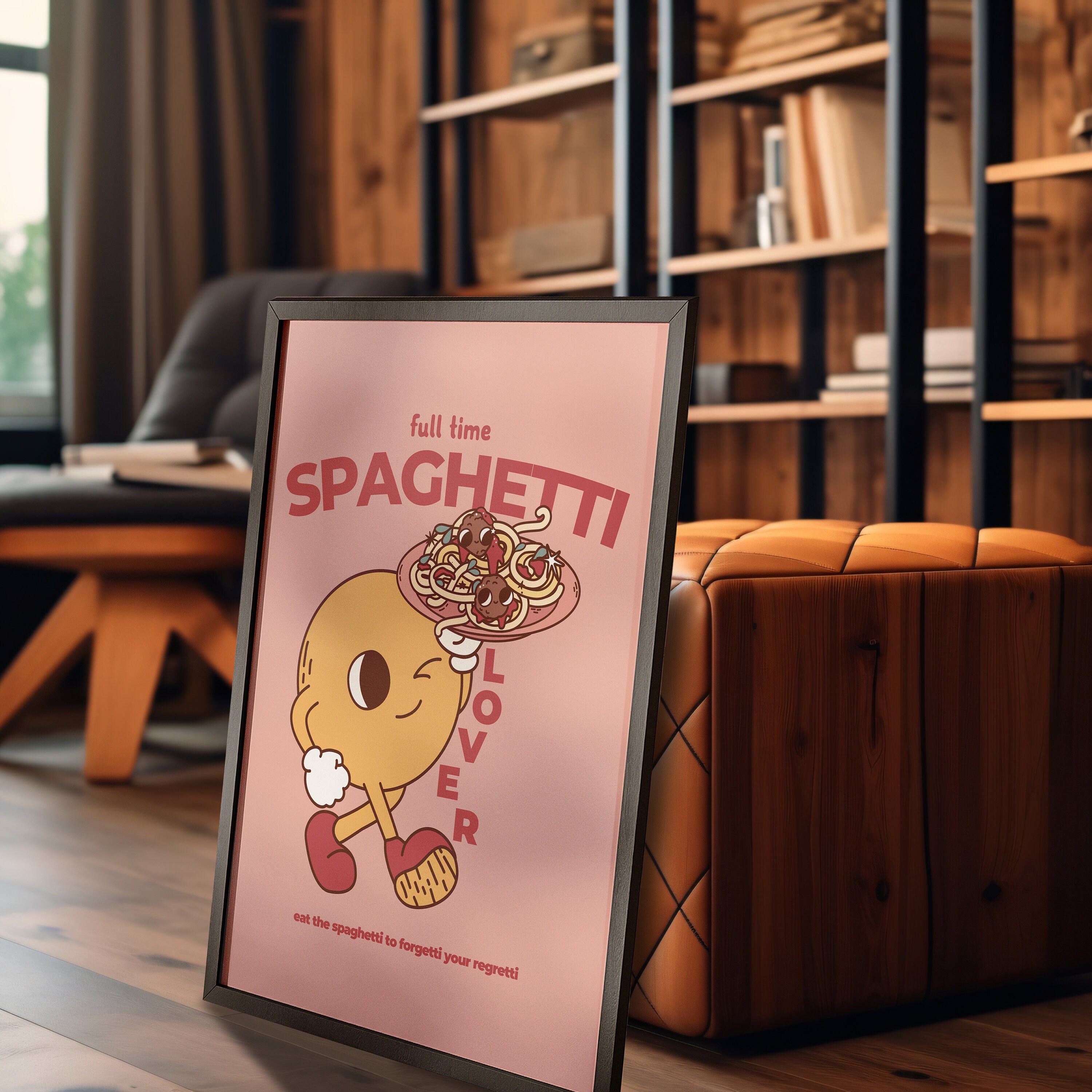 Spaghetti Poster Printable, Italian Food Wall Art, Modern Kitchen Decor ...