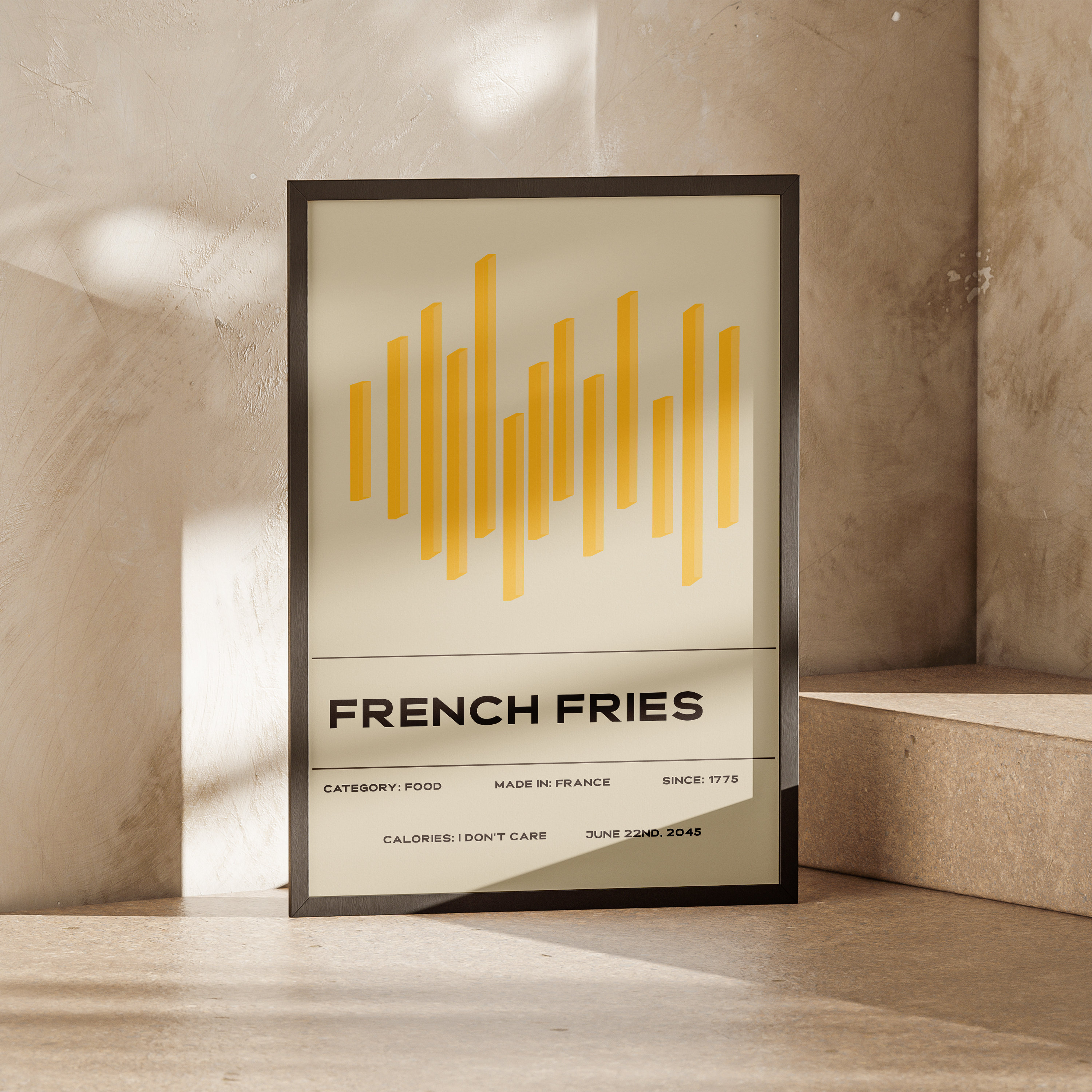 French Fries Poster, Minimalist Food Print, Modern Kitchen Decor ...