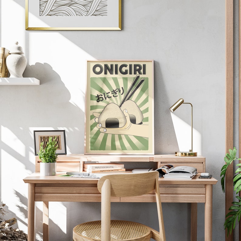 Retro Onigiri Food Design Poster/ Funky Food Wall Art Print/ Vintage ...