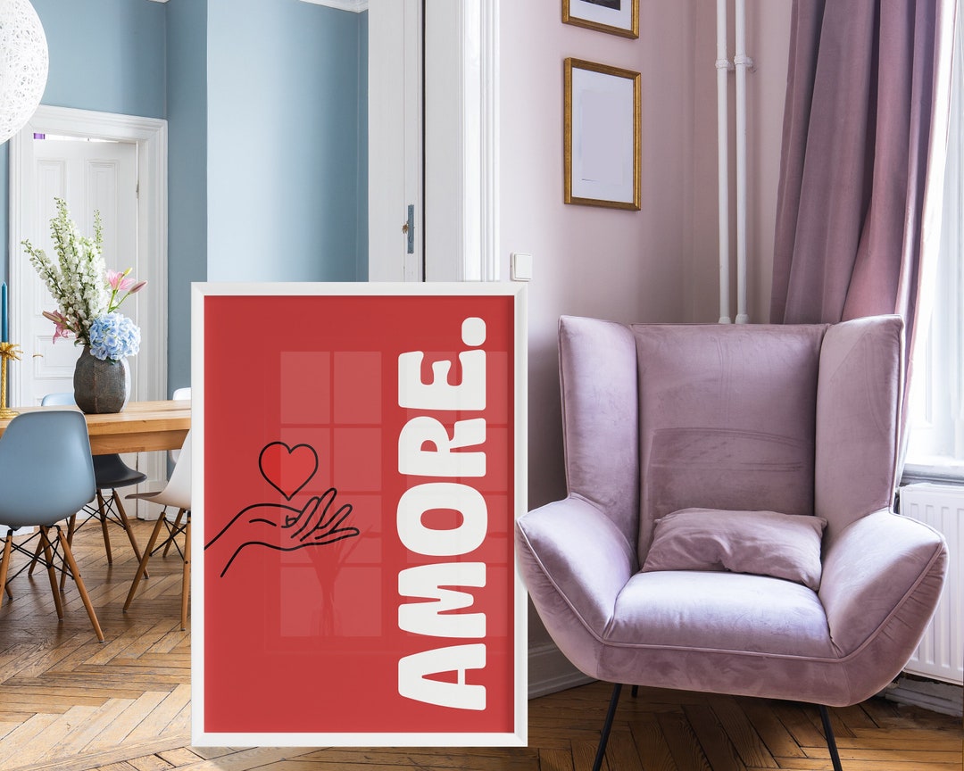 Retro Poster Printable Italian Hand Gesture, Amore Italian Quote Print ...