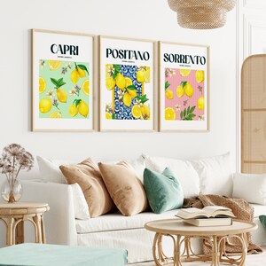 Capri Positano Sorrento Printable Poster Set of 3, Lemons Amalfi Coast ...