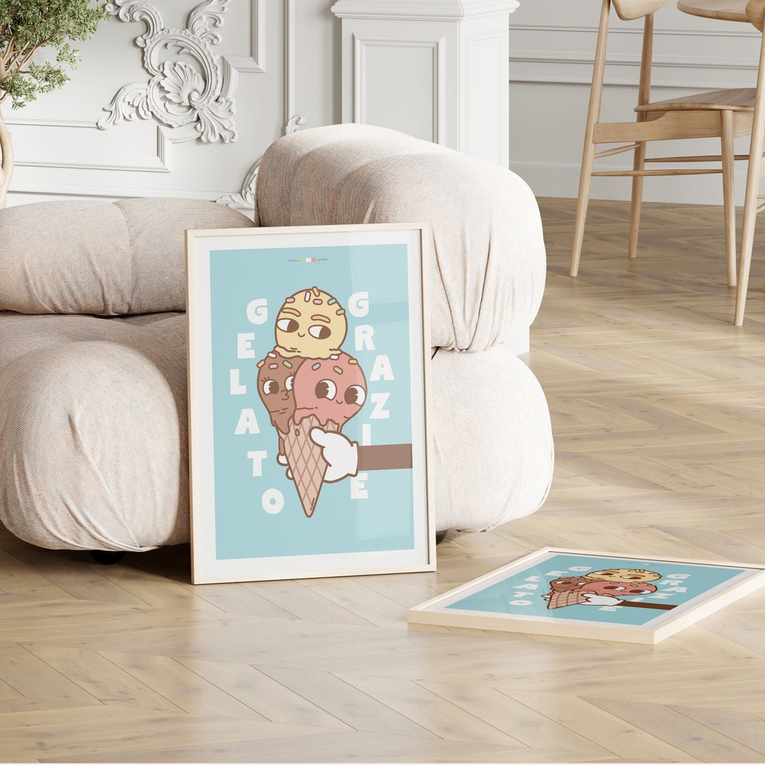 Gelato Grazie Poster Printable, Italian Quote Print Italian Hand ...