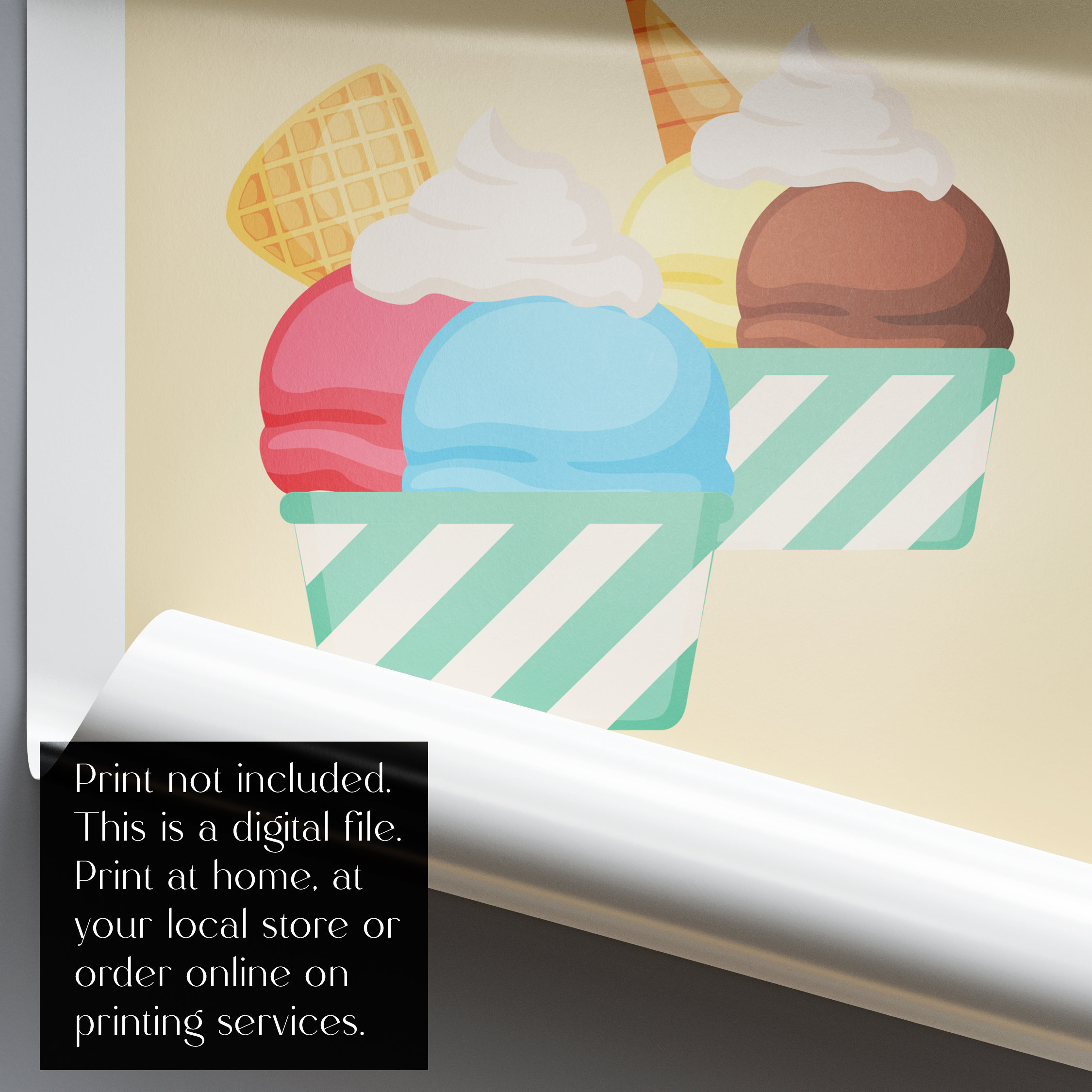 Gelato Poster Printable, Italian Art Retro, Kitchen Wall Art, Ice Cream ...