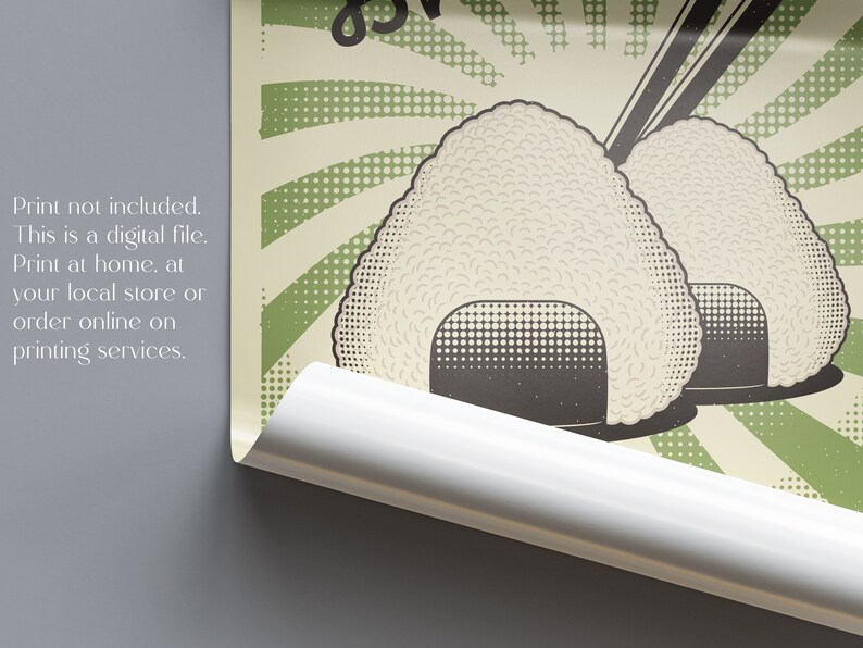 Retro Onigiri Food Design Poster/ Funky Food Wall Art Print/ - Etsy