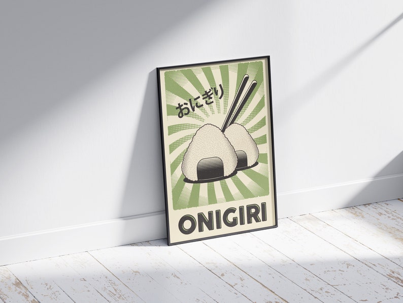 Retro Onigiri Food Design Poster/ Funky Food Wall Art Print/ - Etsy