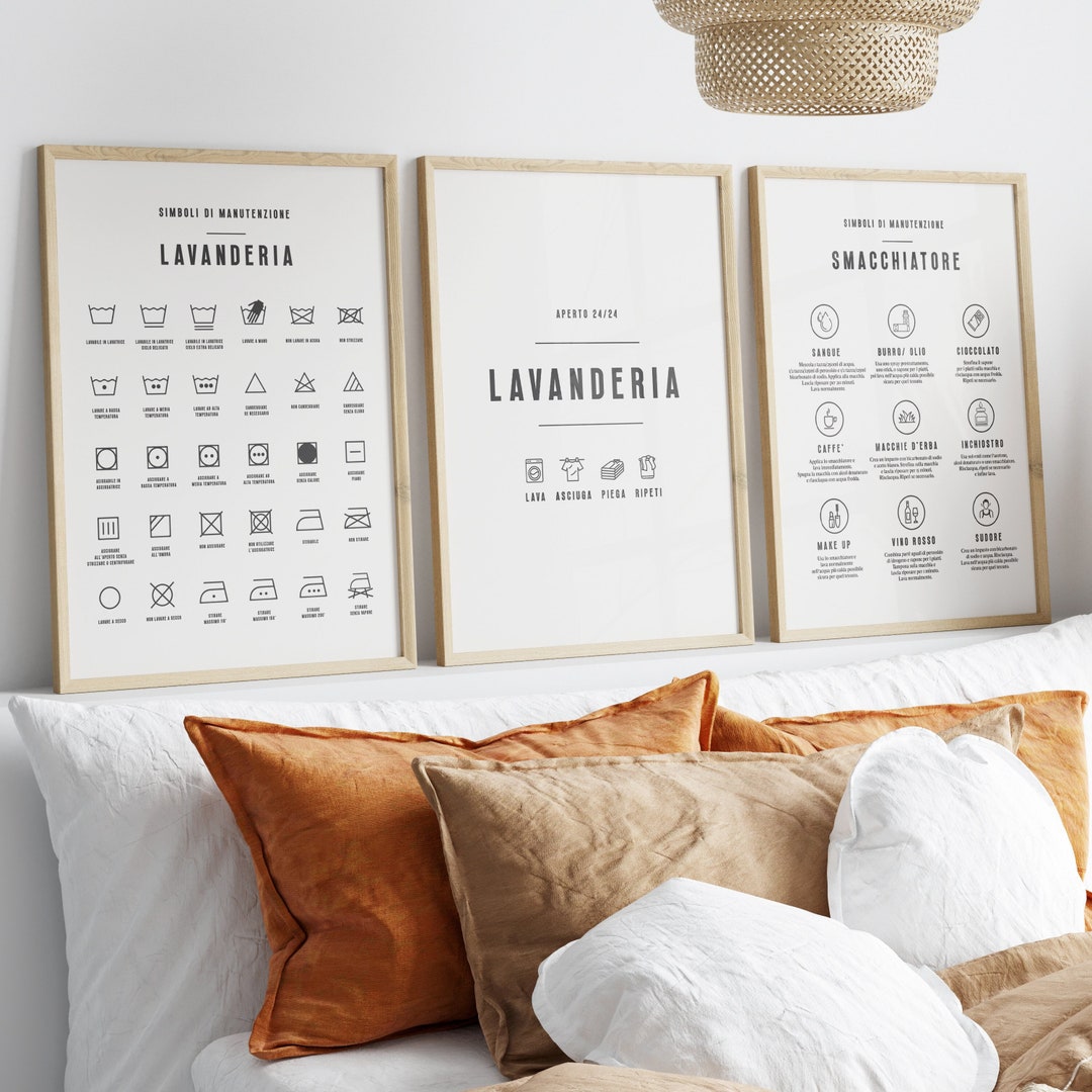 Set of 3 Laundry Symbol Guide Printable With Instructions in Italian ...