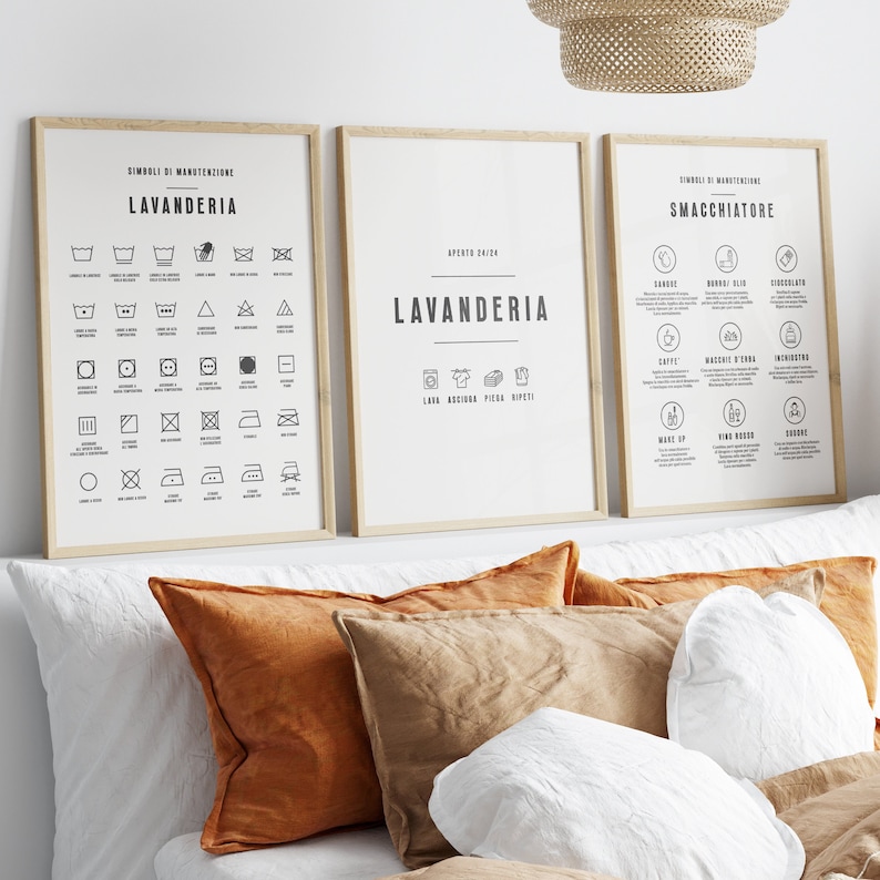 Set of 3 Laundry Symbol Guide Printable With Instructions in Italian ...
