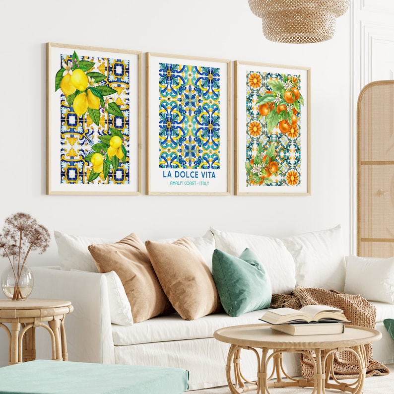 Amalfi Coast Lemons Printable Poster Set of 3, Amalfi Print Italy ...