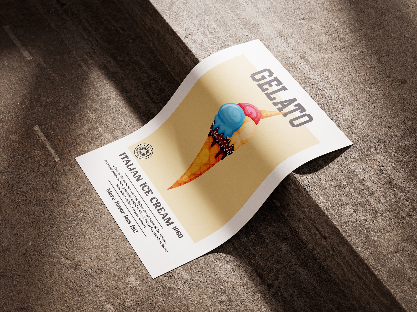 Retro Gelato Print, Italian Ice Cream Poster Unique Design, Food Poster ...