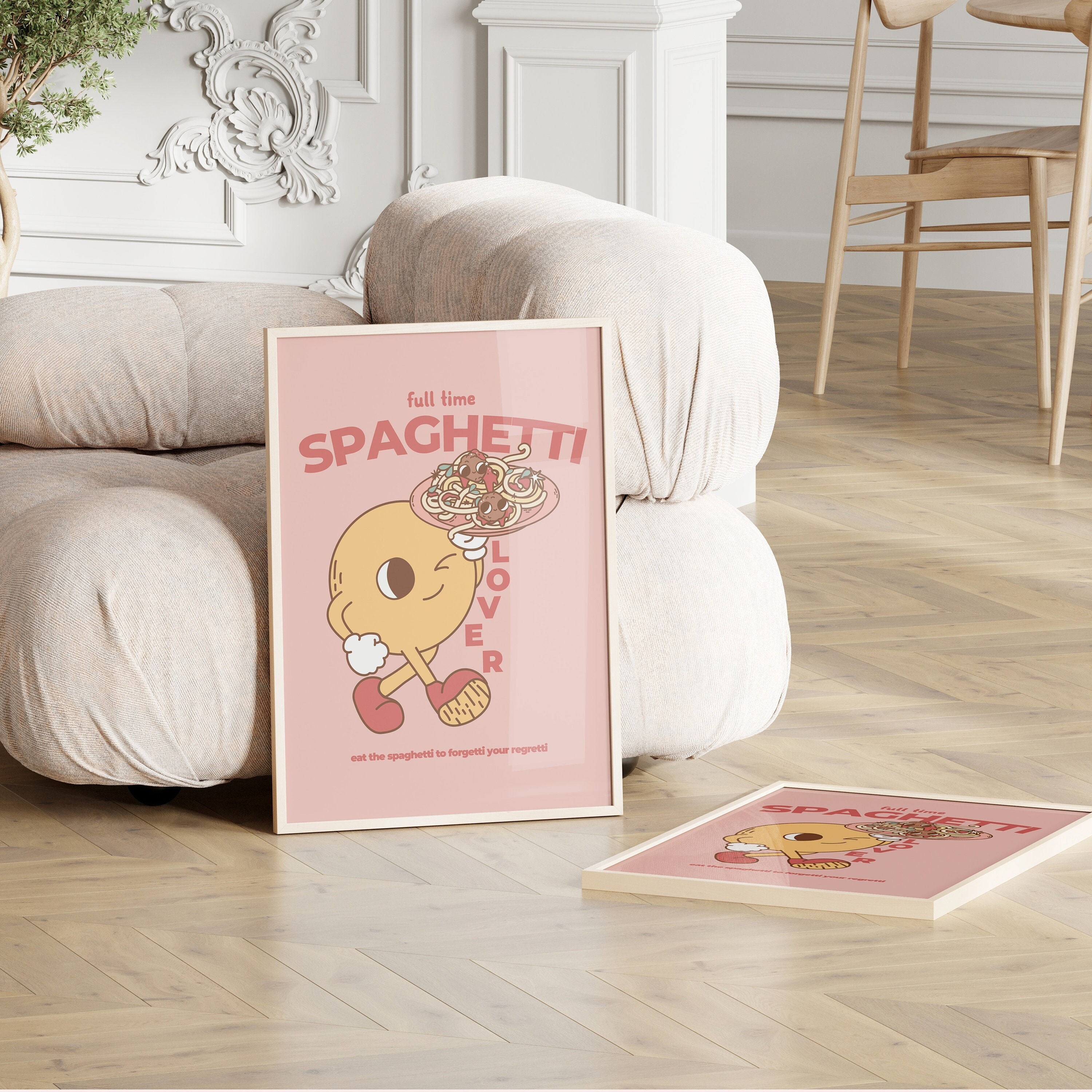 Spaghetti Poster Printable, Italian Food Wall Art, Modern Kitchen Decor ...