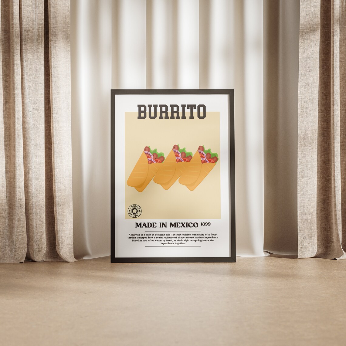 Retro Burrito Printable/ Mexican Food Poster Unique Design/ - Etsy