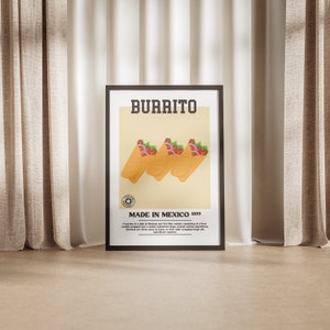 Retro Burrito Printable/ Mexican Food Poster Unique Design/ - Etsy