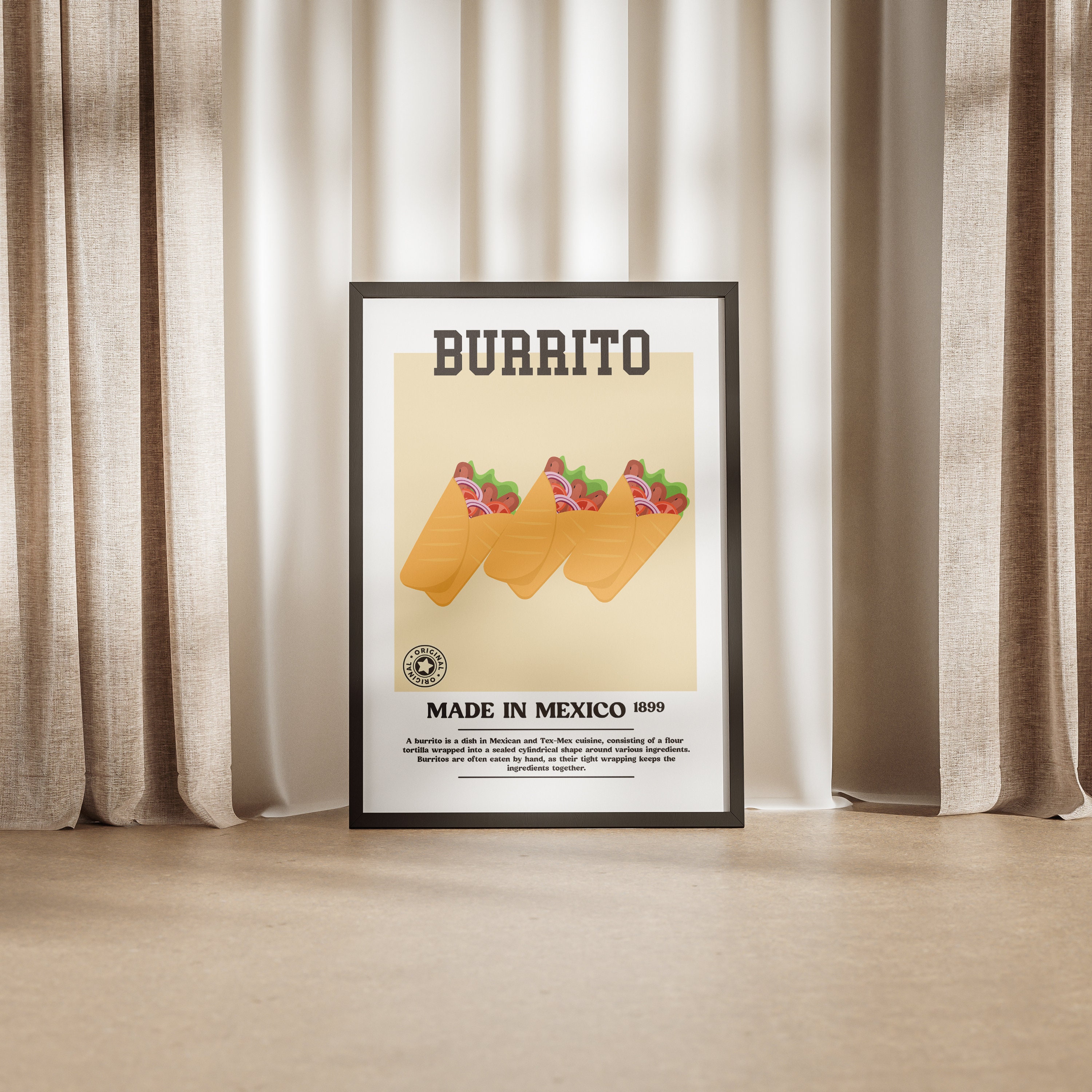 Retro Burrito Printable/ Mexican Food Poster Unique Design/ - Etsy