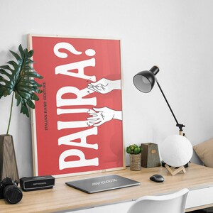 Retro Poster Hand Gesture Italian Quote Paura Funny Italian Quote, Gift ...