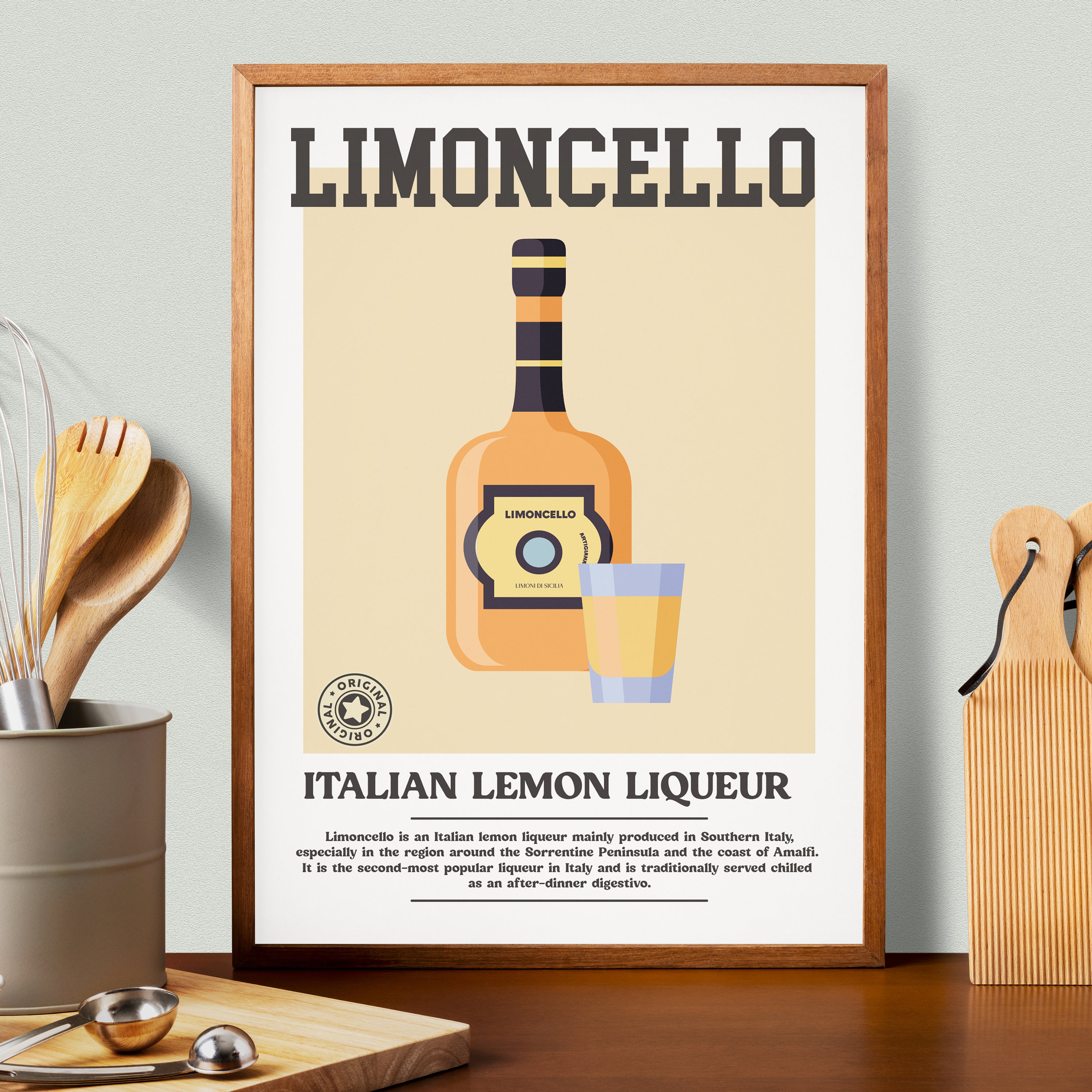 Retro Limoncello Poster Printable, Italian Lemon Liqueur Unique Design ...