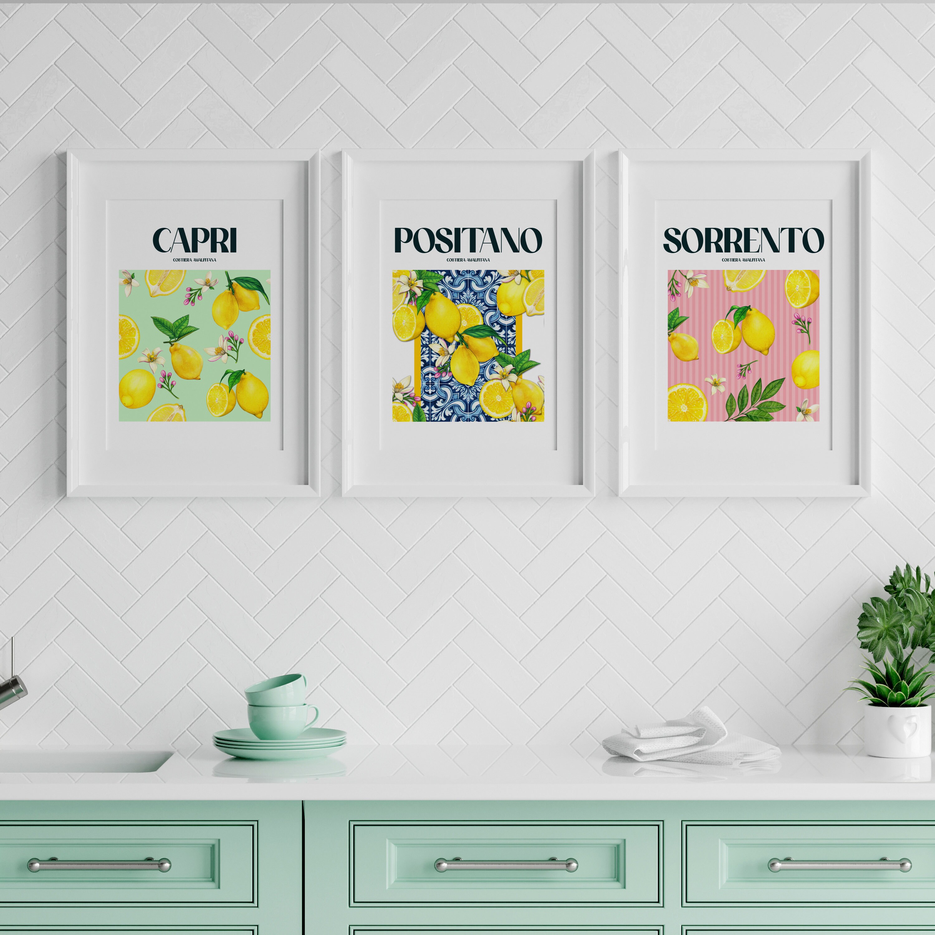 Capri Positano Sorrento Printable Poster Set of 3 Lemons - Etsy