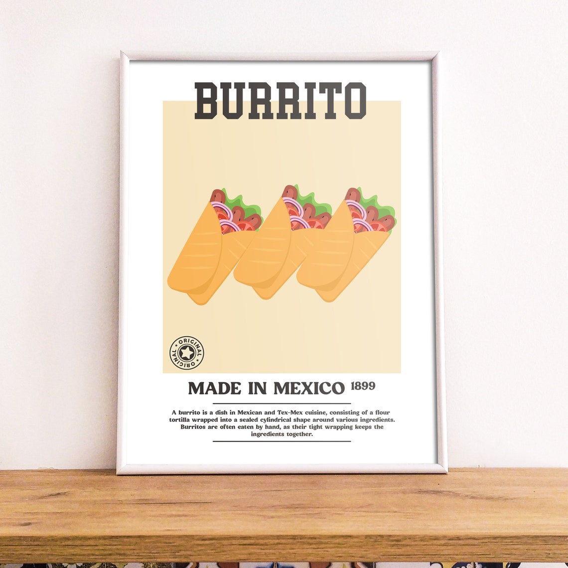 Retro Burrito Printable/ Mexican Food Poster Unique Design/ - Etsy