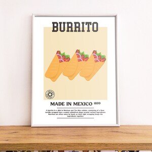 Retro Burrito Printable/ Mexican Food Poster Unique Design/ - Etsy