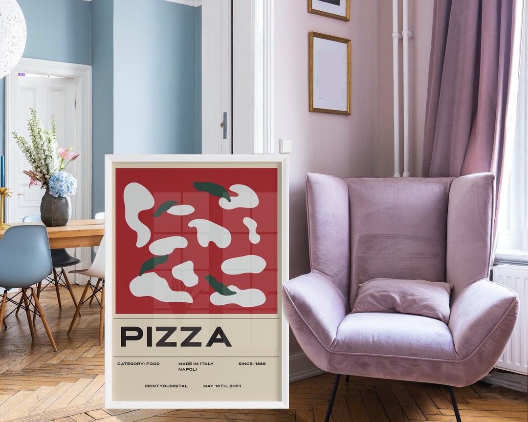 Pizza Poster Printable, Modern Kitchen Decor, Minimalist Design Italy ...