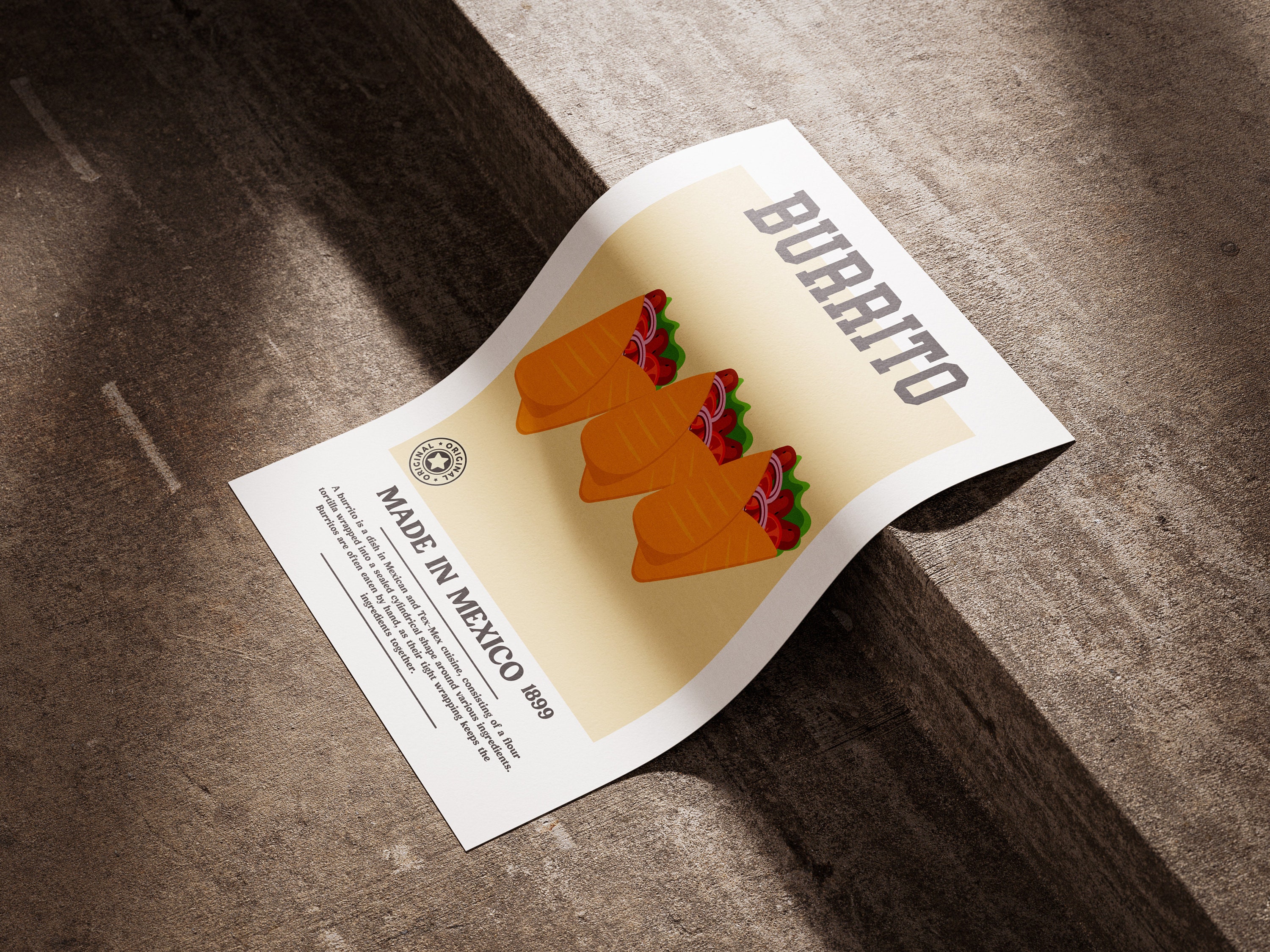 Retro Burrito Printable/ Mexican Food Poster Unique Design/ - Etsy