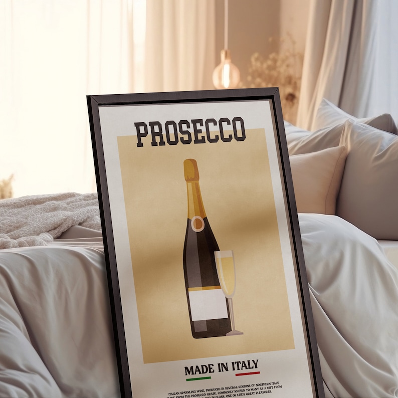Retro Prosecco Poster Printable, Kitchen Wall Print Italian Drink Home ...