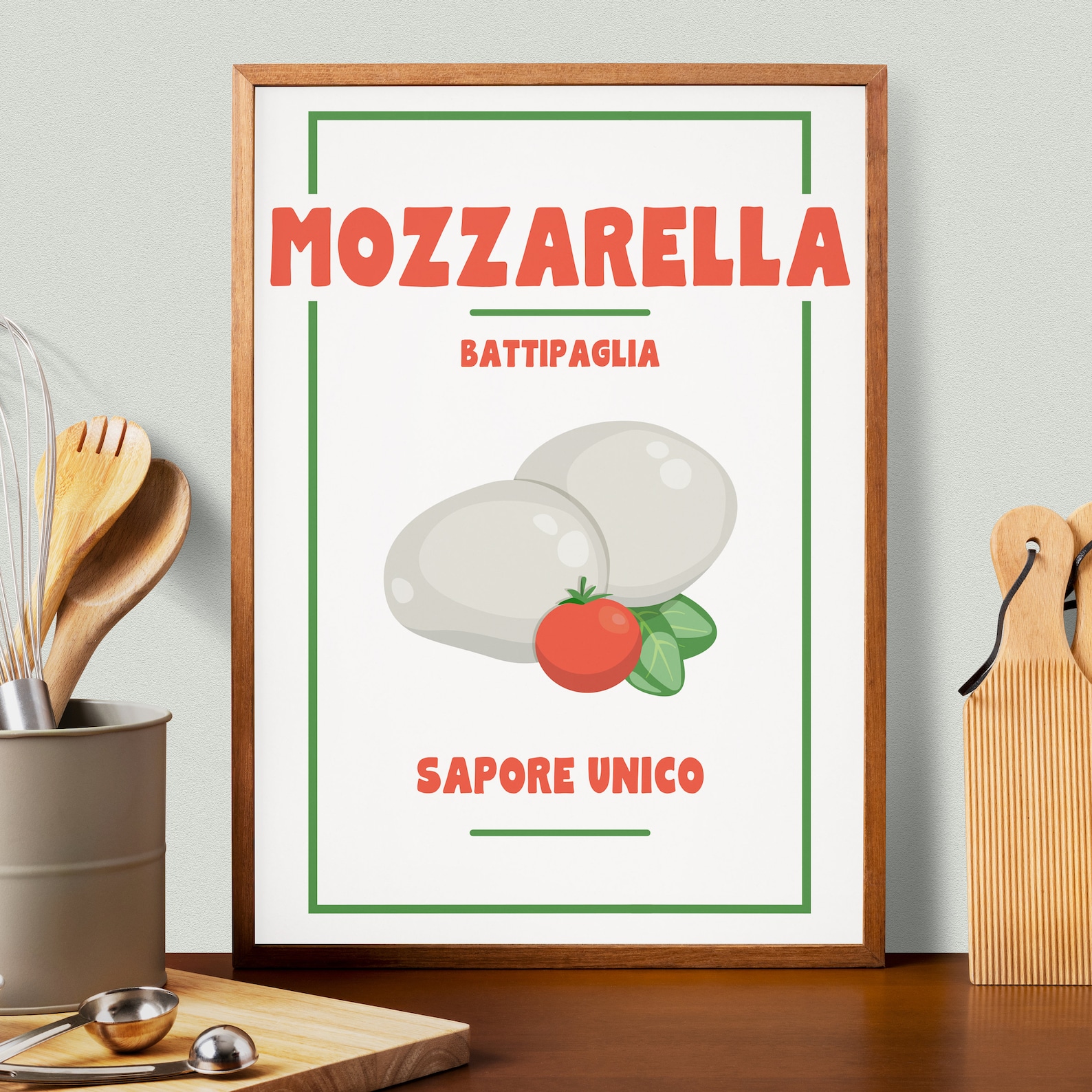 Pomodoro Mozzarella Basilico Printable Poster Set of 3, Italian Wall ...