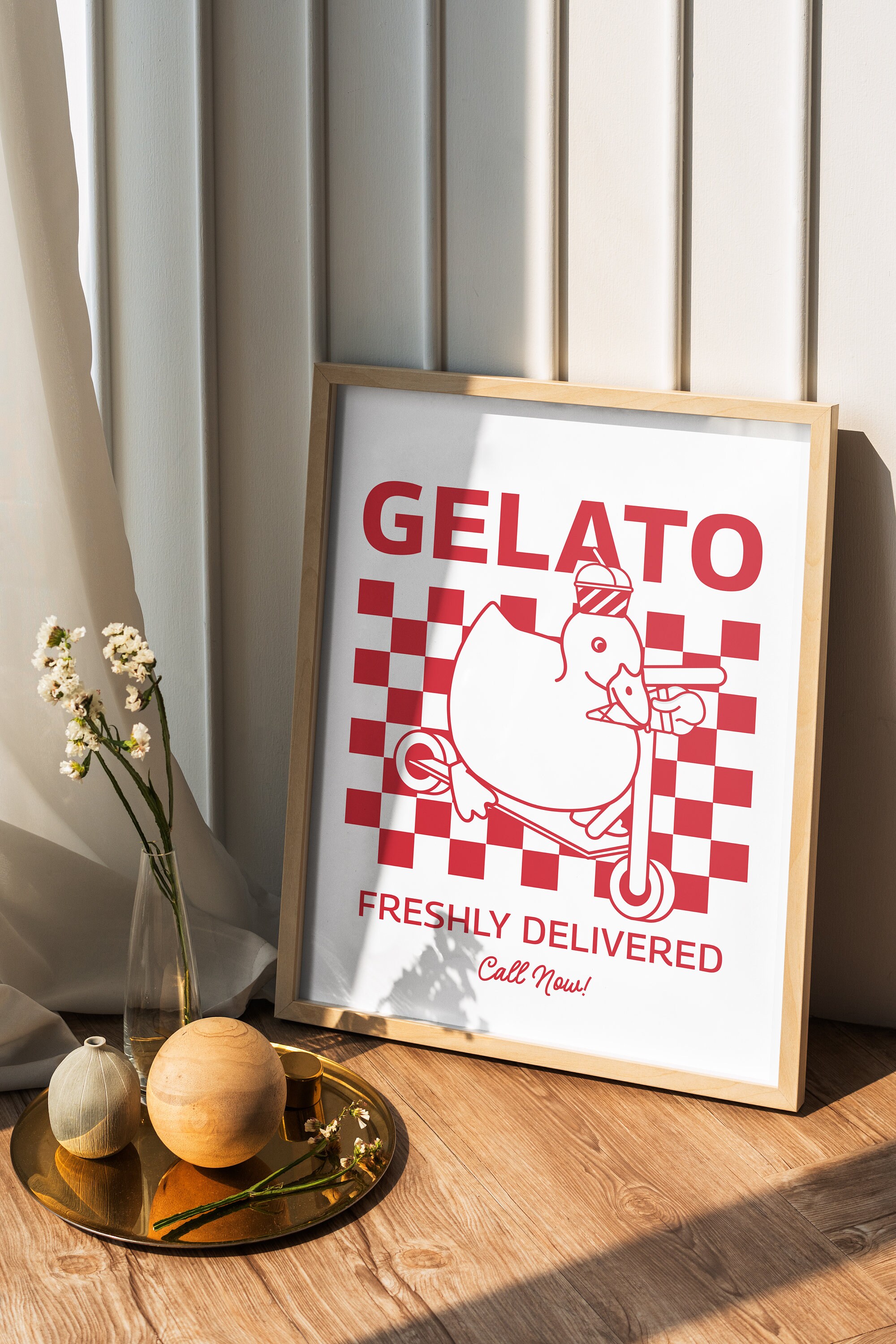 Retro Gelato Poster Printable, Italian Ice Cream Delivery Print, Funny ...