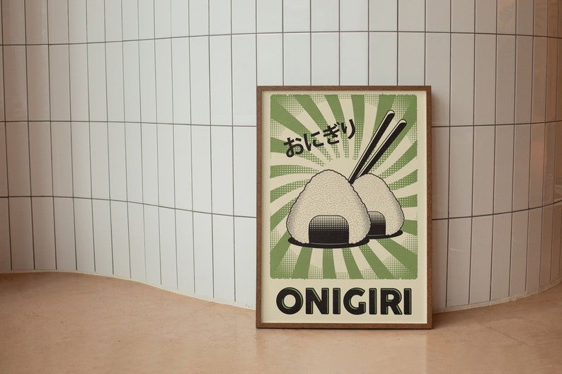 Retro Onigiri Food Design Poster/ Funky Food Wall Art Print/ - Etsy