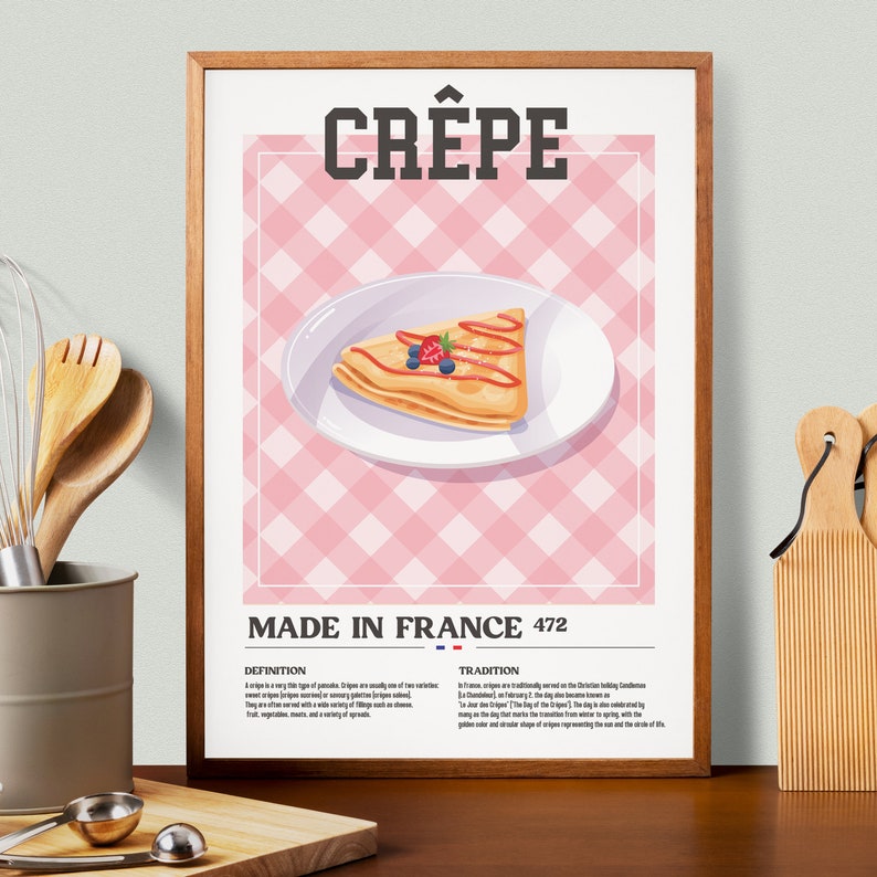 Retro Crepes Printable Poster With Definition, French Breakfast Minimal ...