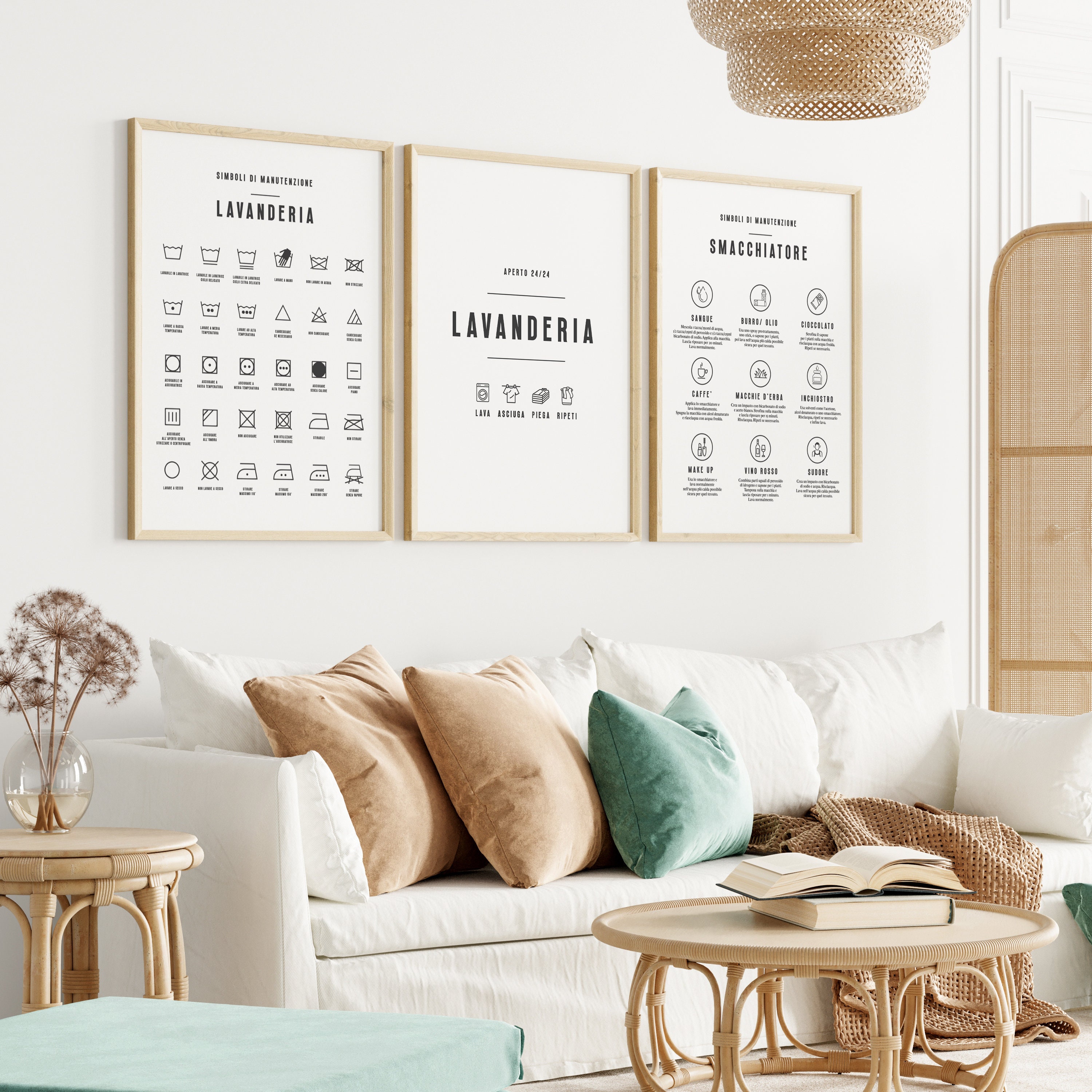 Set of 3 Laundry Symbol Guide Printable With Instructions in Italian ...