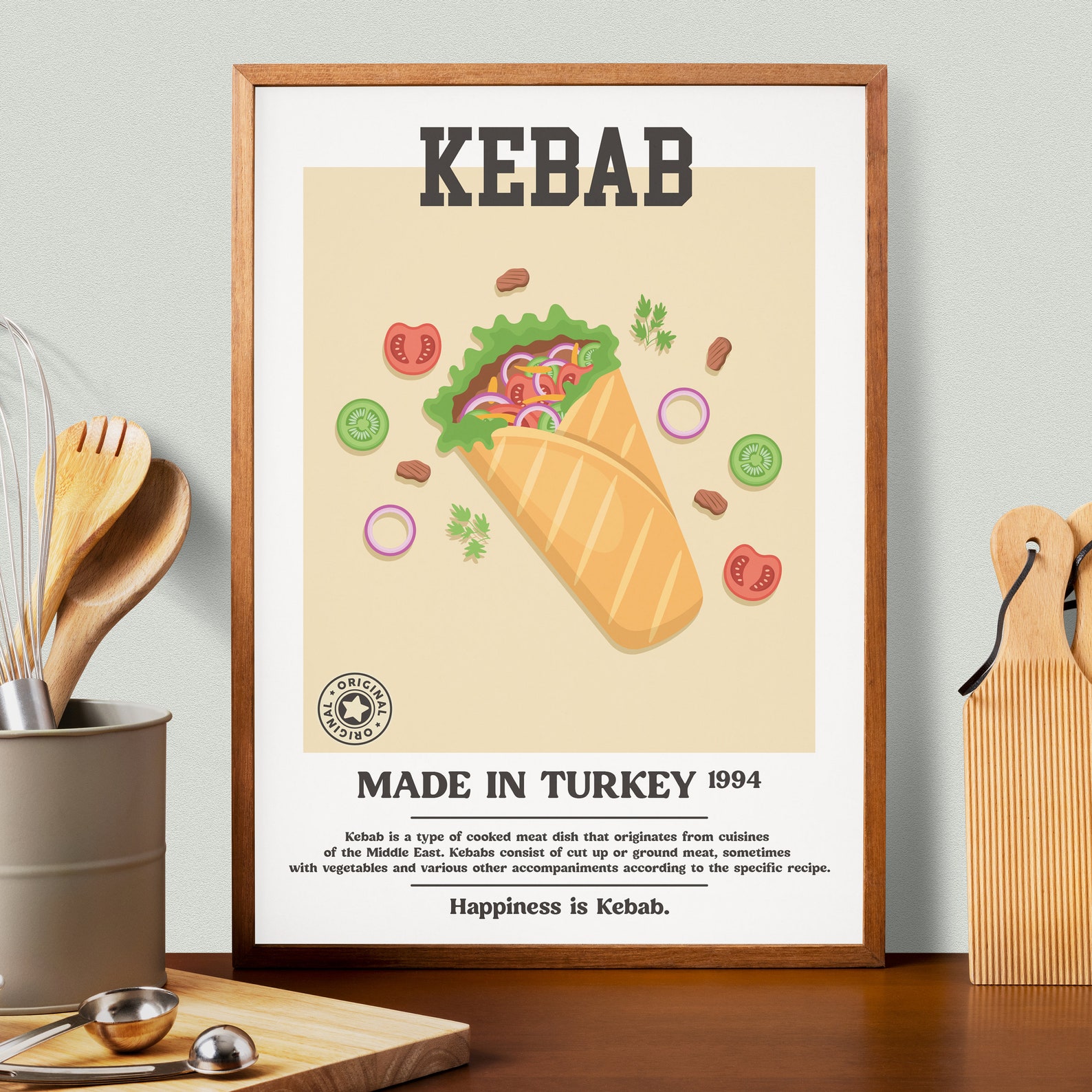 Retro Kebab Printable Turkish Food Poster Kitchen Wall Art - Etsy