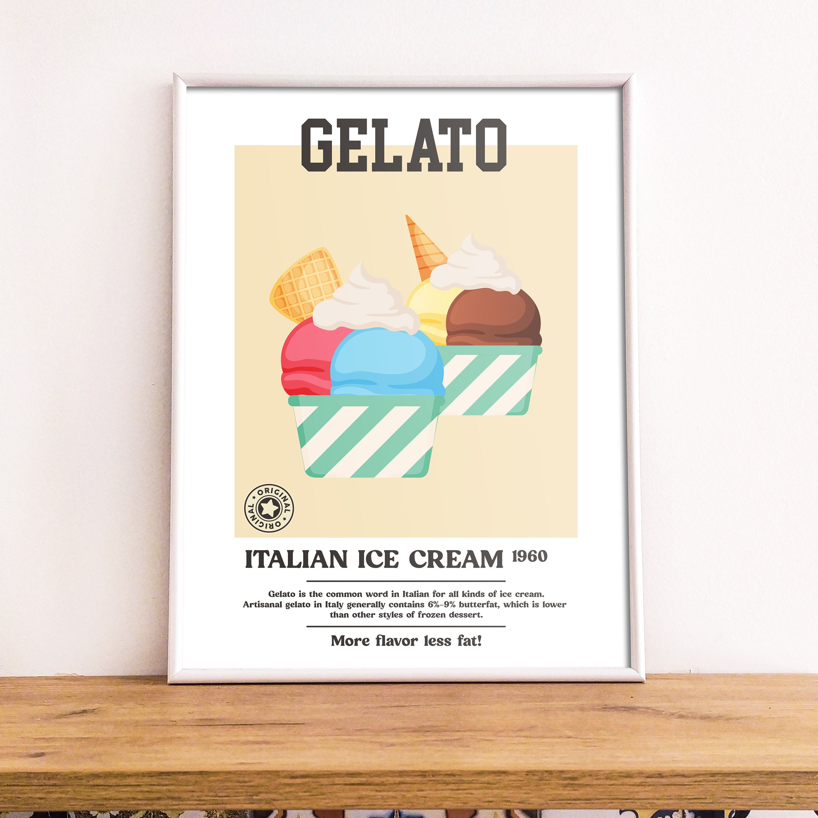Gelato Poster Printable, Italian Art Retro, Kitchen Wall Art, Ice Cream ...