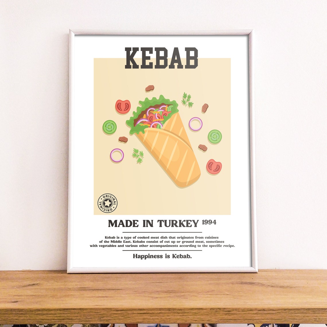 Retro Kebab Printable Turkish Food Poster Kitchen Wall Art - Etsy