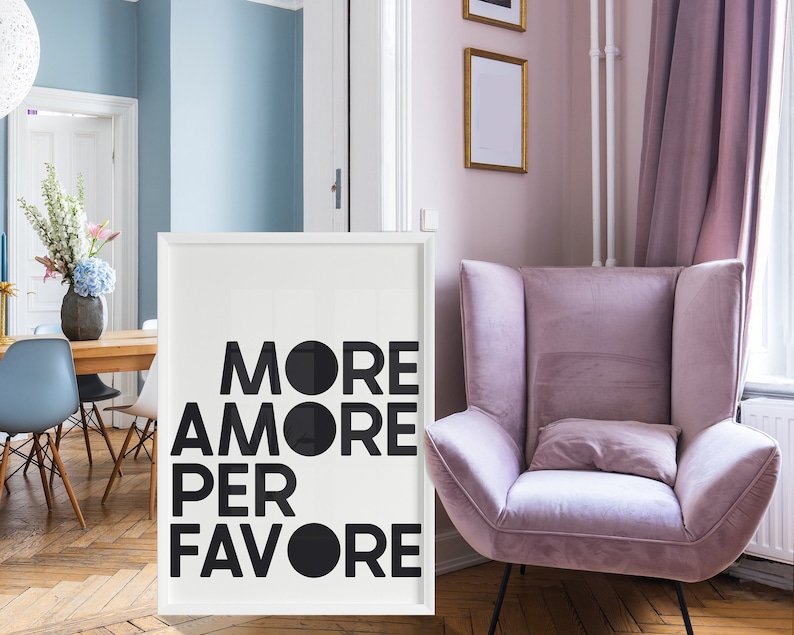 More Amore per Favore Poster Printable, Italian Quote Print, Italy Wall ...