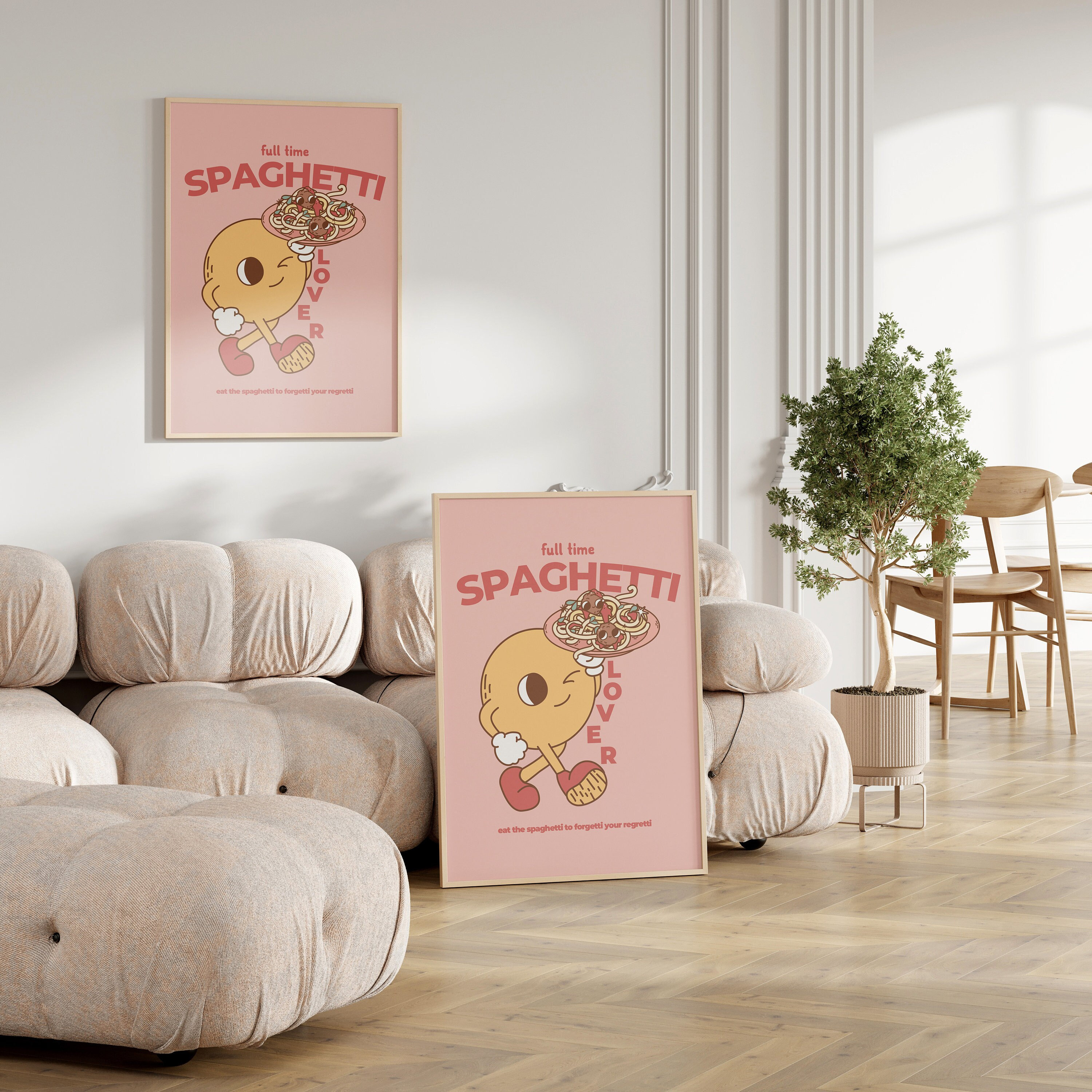 Spaghetti Poster Printable, Italian Food Wall Art, Modern Kitchen Decor ...