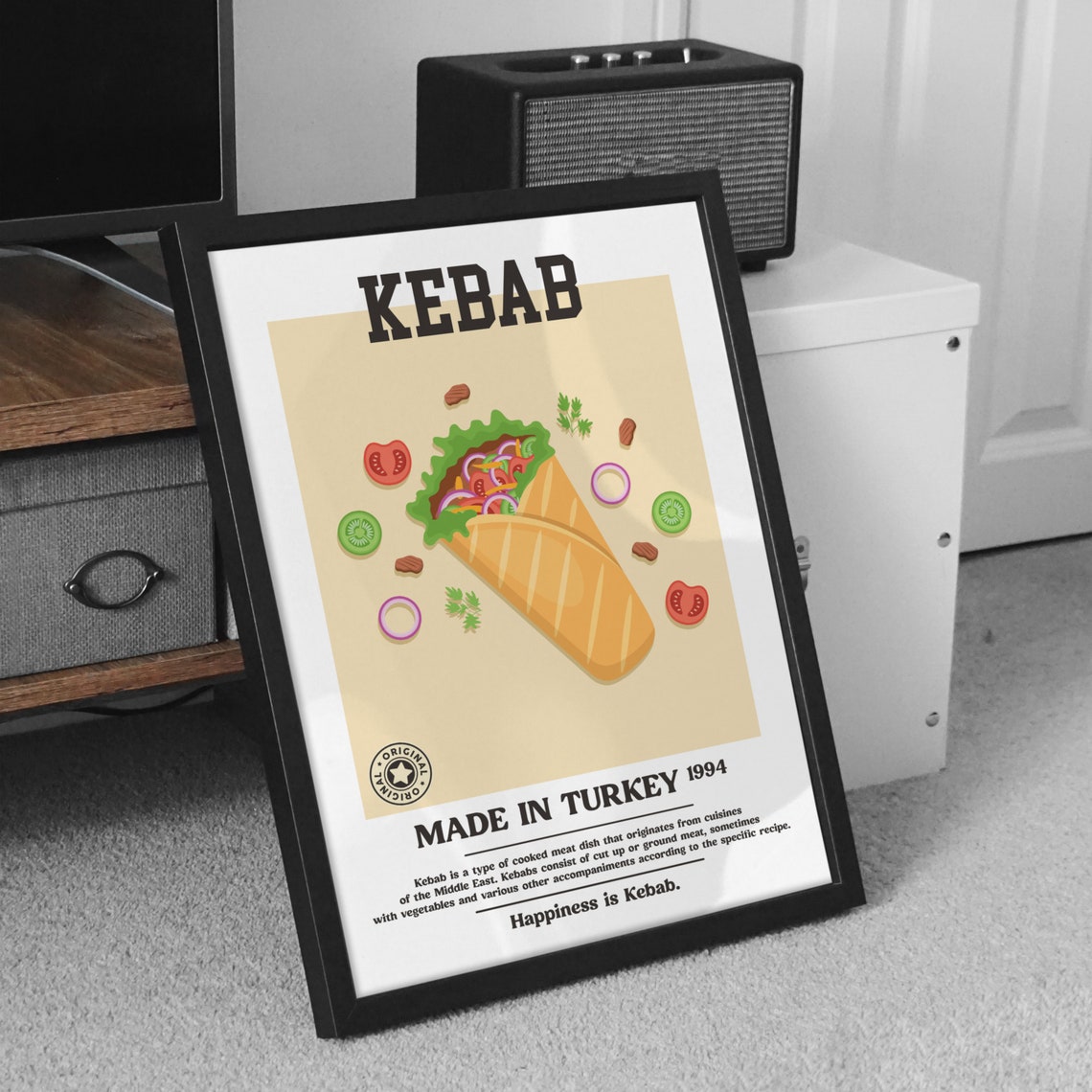Retro Kebab Printable Turkish Food Poster Kitchen Wall Art - Etsy