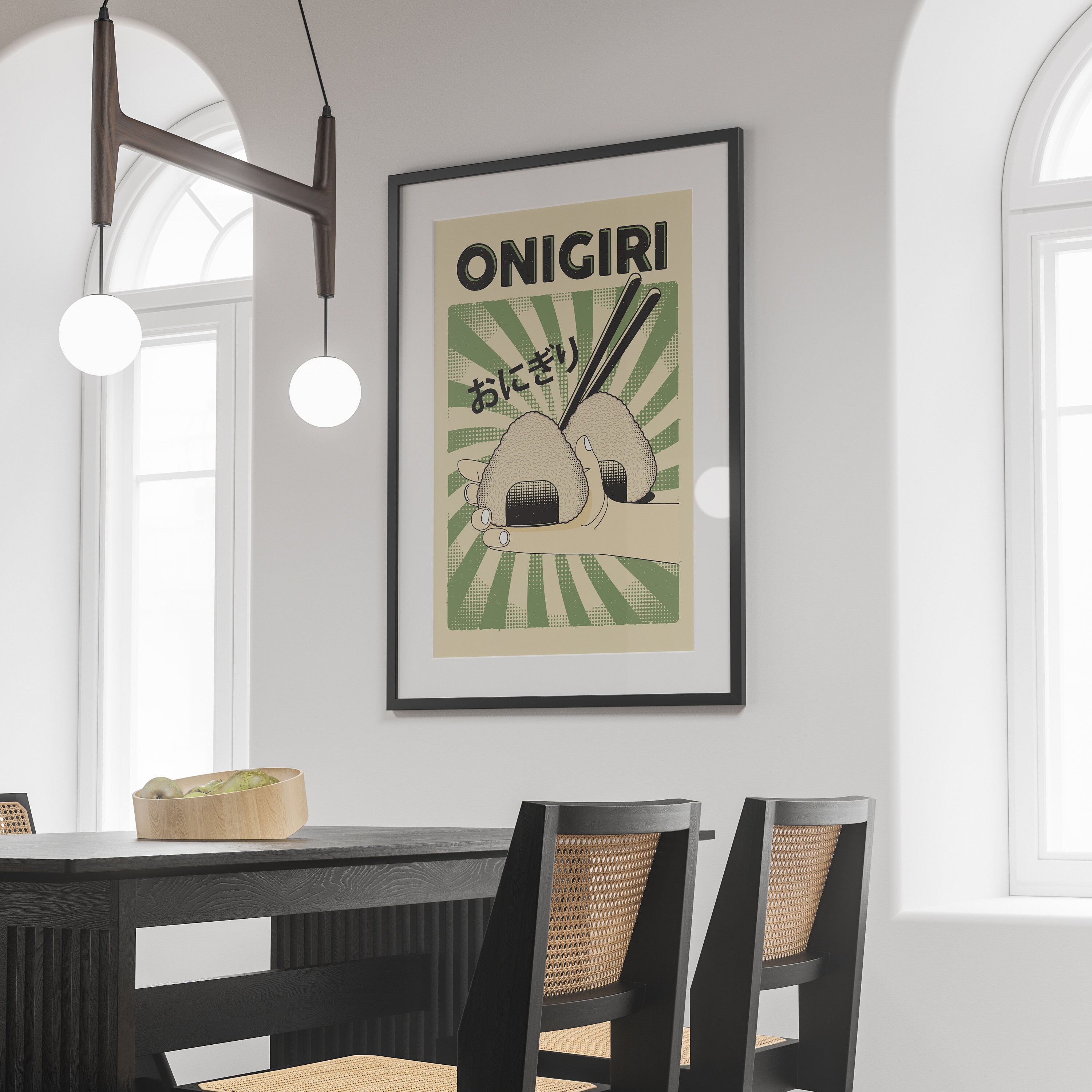 Retro Onigiri Food Design Poster/ Funky Food Wall Art Print/ Vintage ...