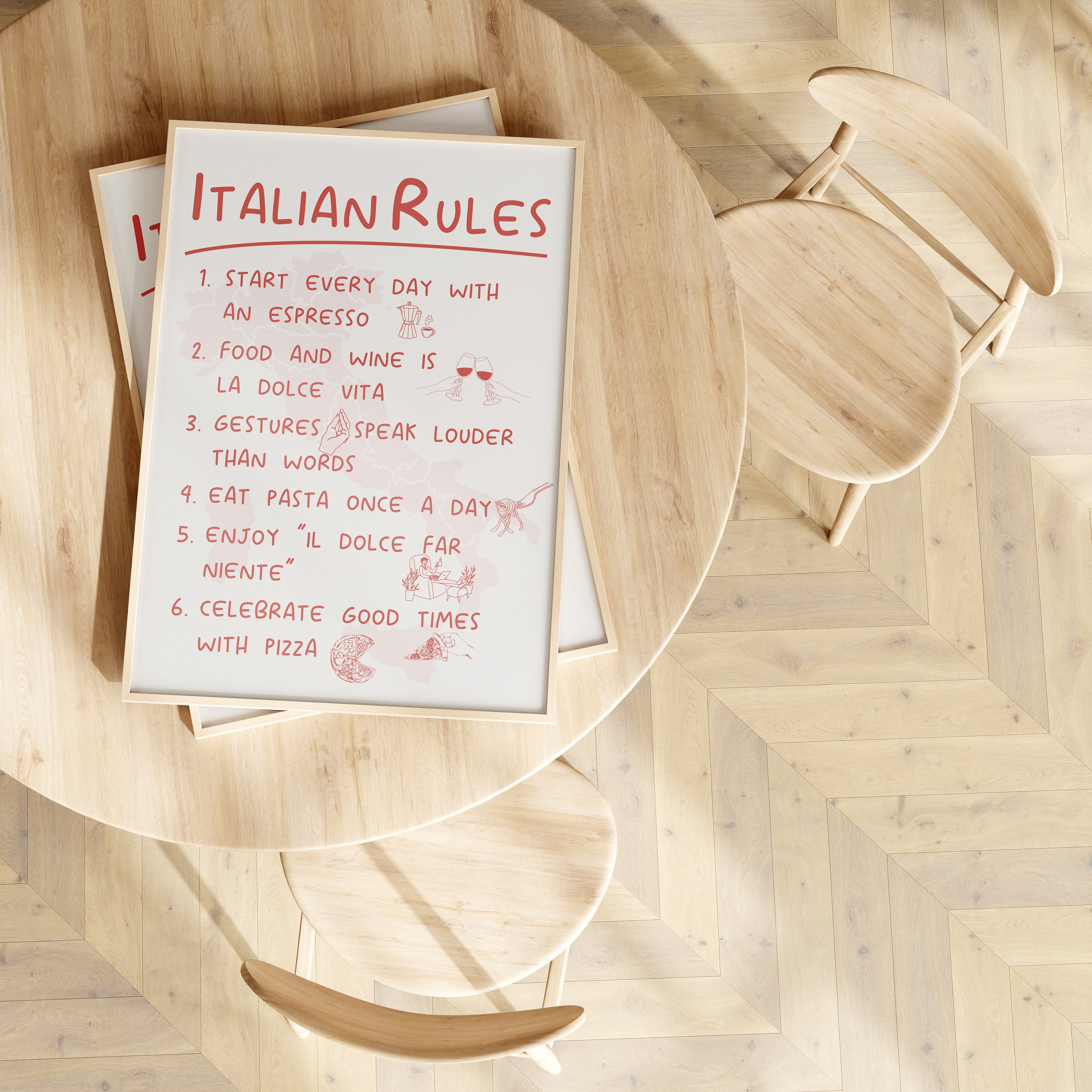 Italian Rules Printable Poster, Italy Wall Art, Funny Red Poster Il ...