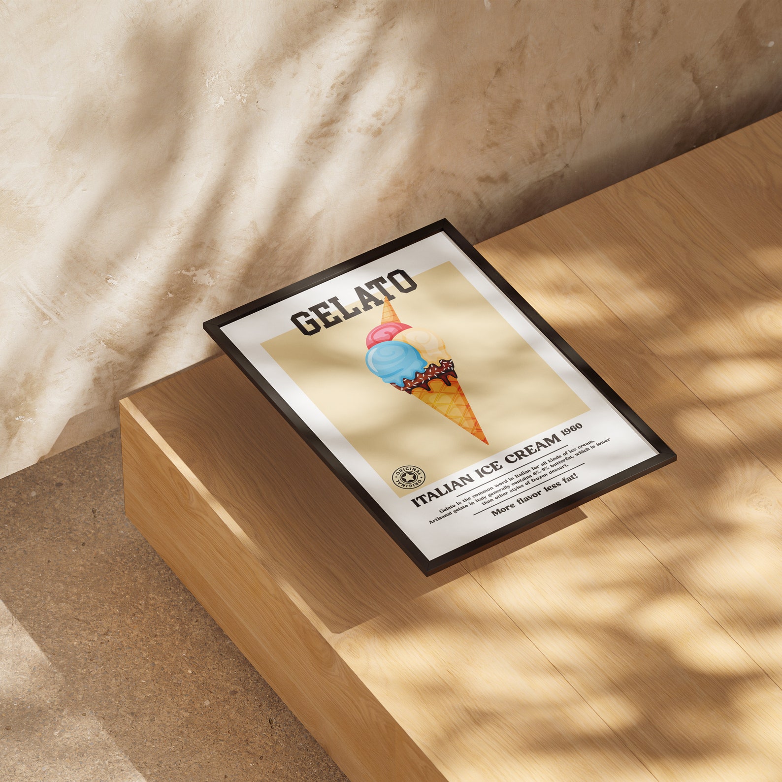 Retro Gelato Print, Italian Ice Cream Poster Unique Design, Food Poster ...